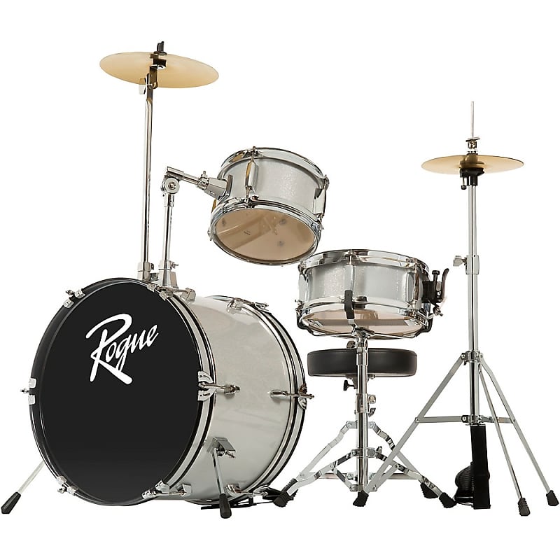 Rogue Lil' Kicker 3-Piece Junior Drum Set Metallic Silver | Reverb