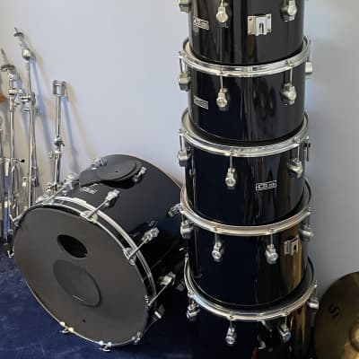 CB 700 8-piece Drum Set Black 3 Roto Toms, Double Bass Crash | Reverb