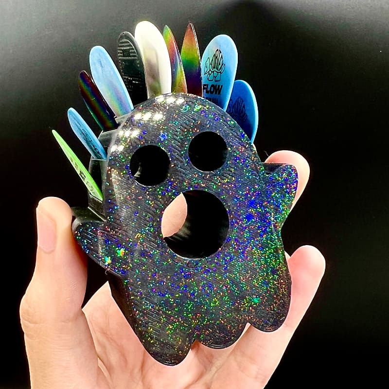Holographic Ghost Guitar Pick Holder Holds 10-Black | Reverb