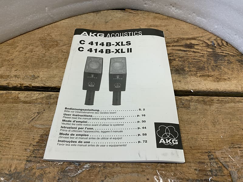 AKG C414 XLS/ XLSll MICROPHONE MANUAL- ORIGINAL! | Reverb