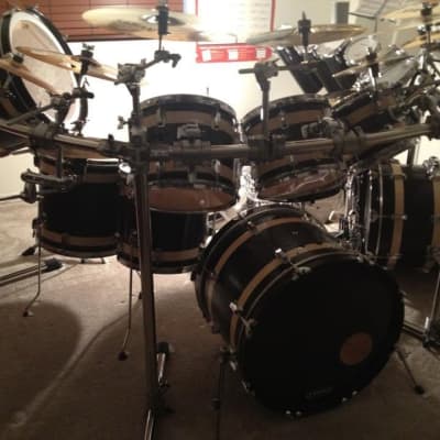 Pearl Custom 1982-1990 - Black & Wood Stripe | Reverb