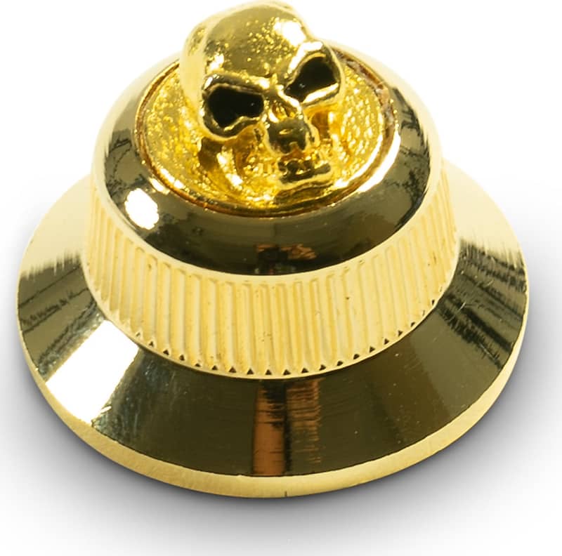 Q-Parts Knobs With Angry Skull Inlay - UFO Gold | Reverb