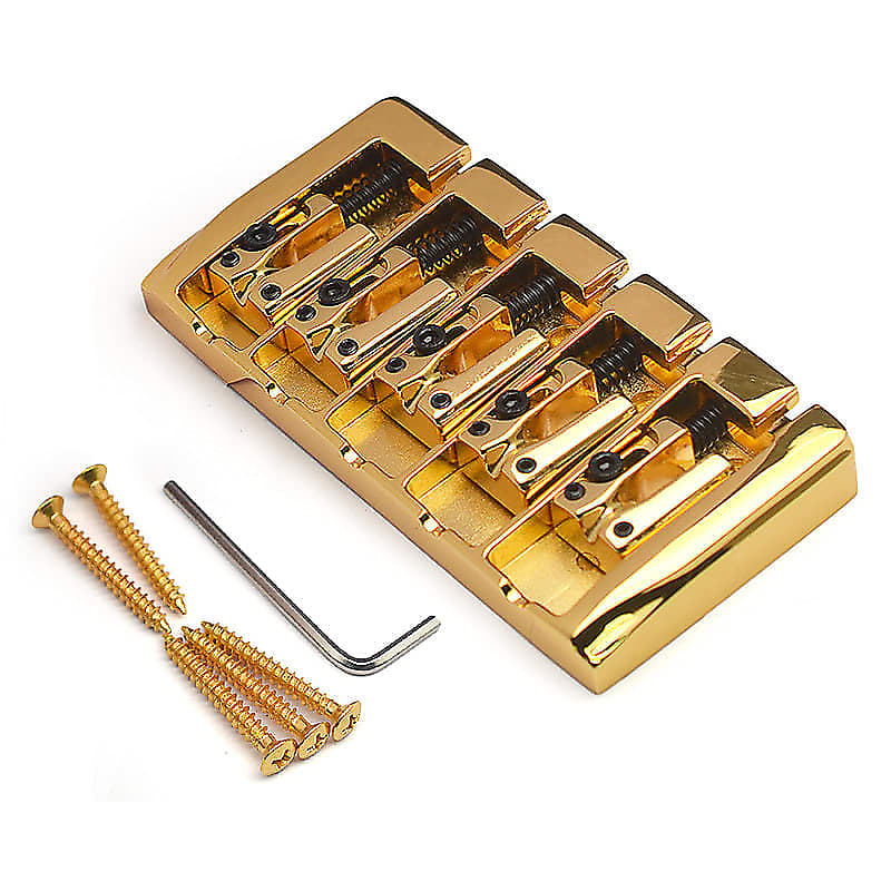 Gold 5 String Electric Bass Bridge with Locking Adjustable | Reverb