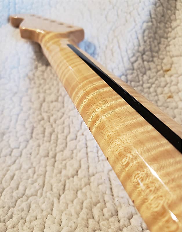 Stunning USA blonde, Gloss Flame maple neck. Made for a Strat | Reverb