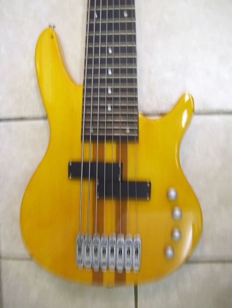 8 string bass guitar, neck through body, 2015 Wood | Reverb