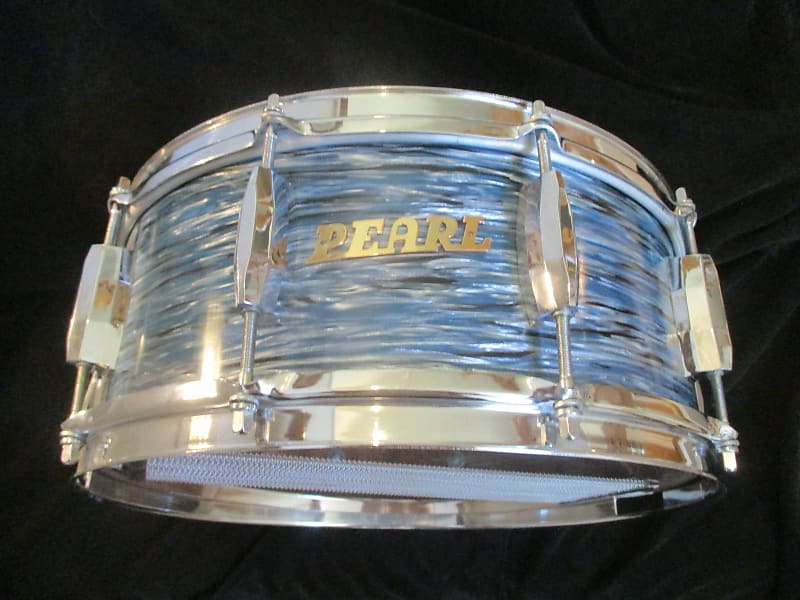Pearl Vintage 14 X 5.5 Snare Drum, Blue Strata, 10 Lugs, | Reverb