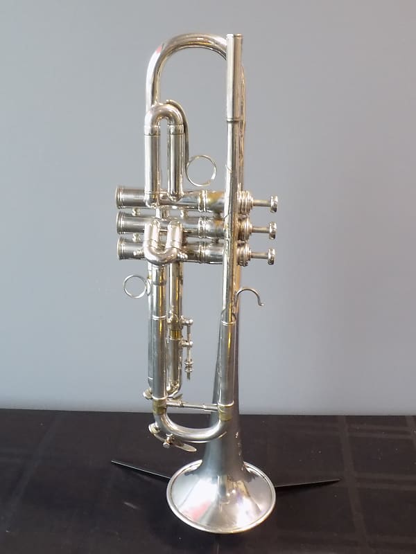 Pre-War 1930's Silver-Plated French Besson Brevete Trumpet - | Reverb