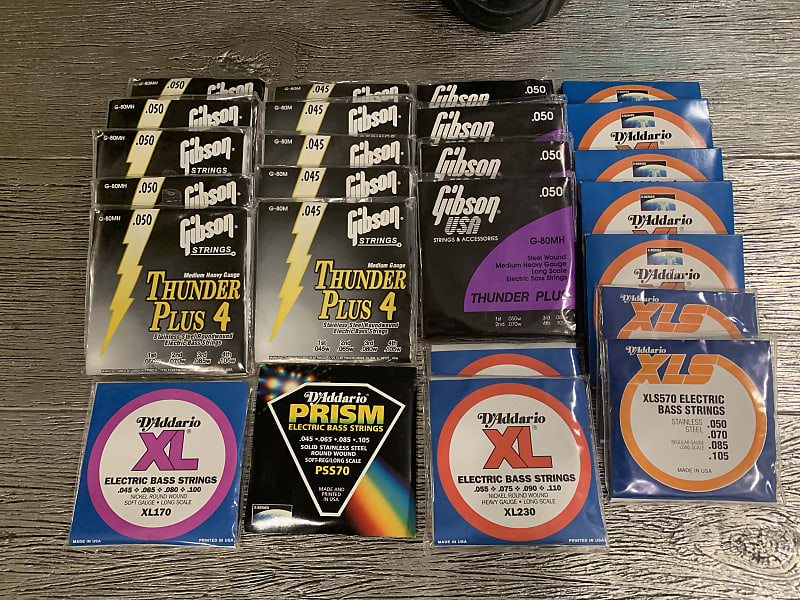 D'addario XL/Prism and Gibson Thunder Plus Bass String Lot | Reverb