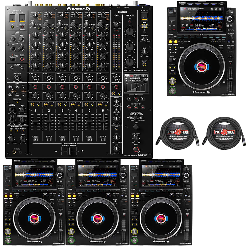Pioneer DJ DJM-V10 6-Channel DJ Mixer w/ (4) Pioneer CDJ-3000 | Reverb
