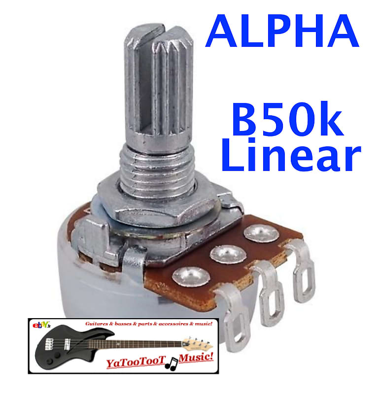 Alpha B50K Mini Potentiometer - Linear - A 1911 - Split | Reverb