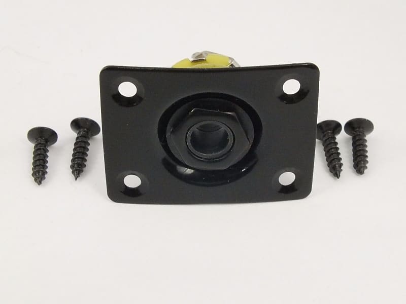 Black Rectangular Jack Plate & Socket for Les Paul, Tele | Reverb UK