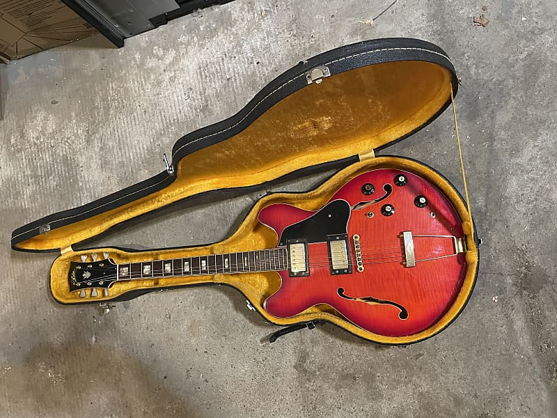 Aria 335 1970 Cherry Red 6 String Semi Hollow Electric Guitar | Reverb