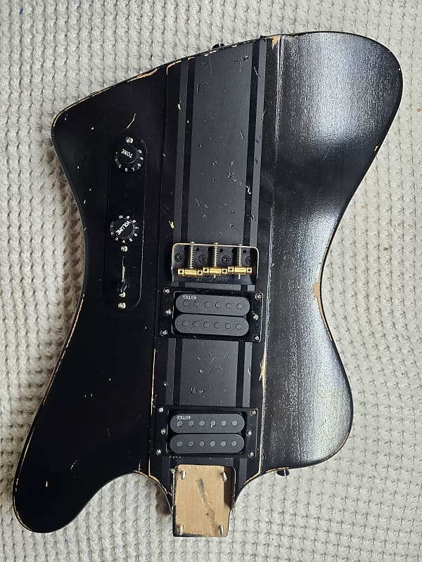 Rosser Firebird HH 2023 - Black lacquer relic jim root Emg's | Reverb