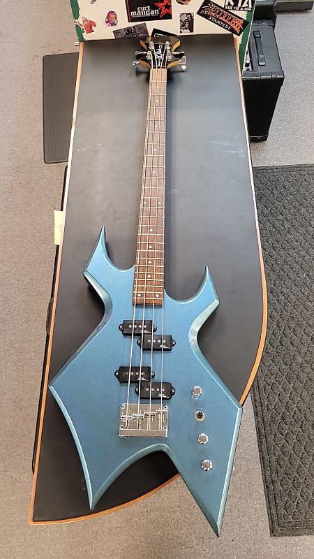 B.C. Rich Warlock Bass Platinum Series - Metallic Carbon Blue | Reverb