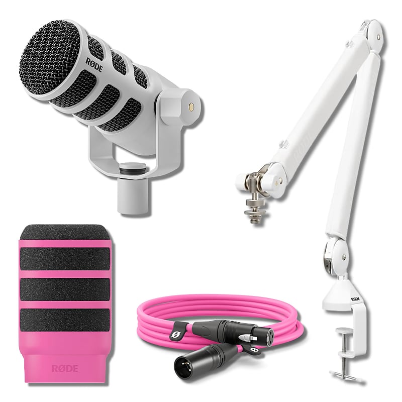 Rode PodMic USB Dynamic Broadcast Microphone (White) with | Reverb