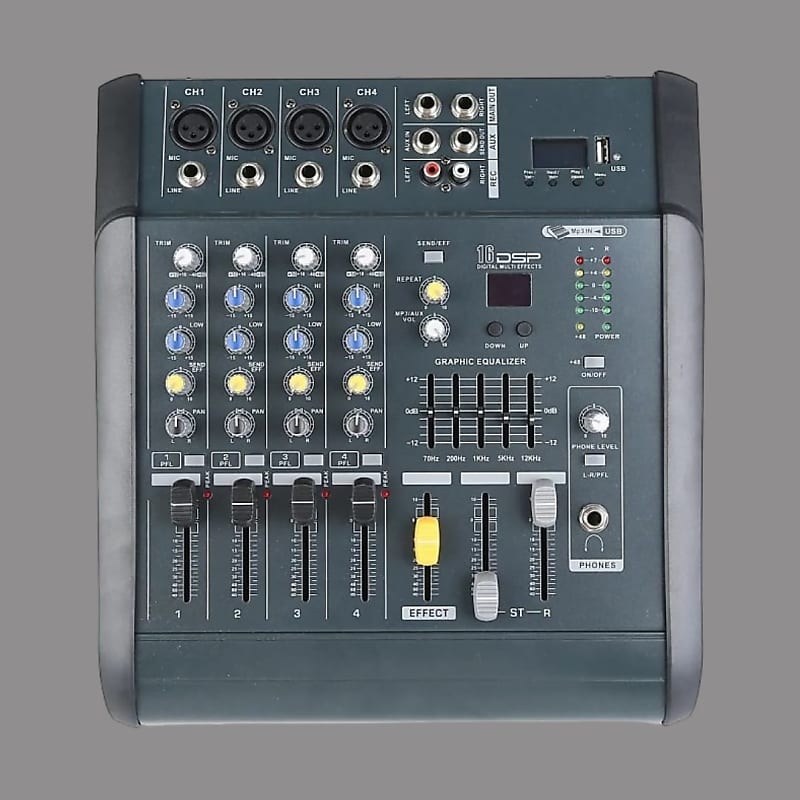 Pro 4 Channel Audio Powered Mixer power mixing Amplifier | Reverb