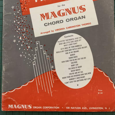Magnus Chord organ sheet music book mills favorites 1958 | Reverb