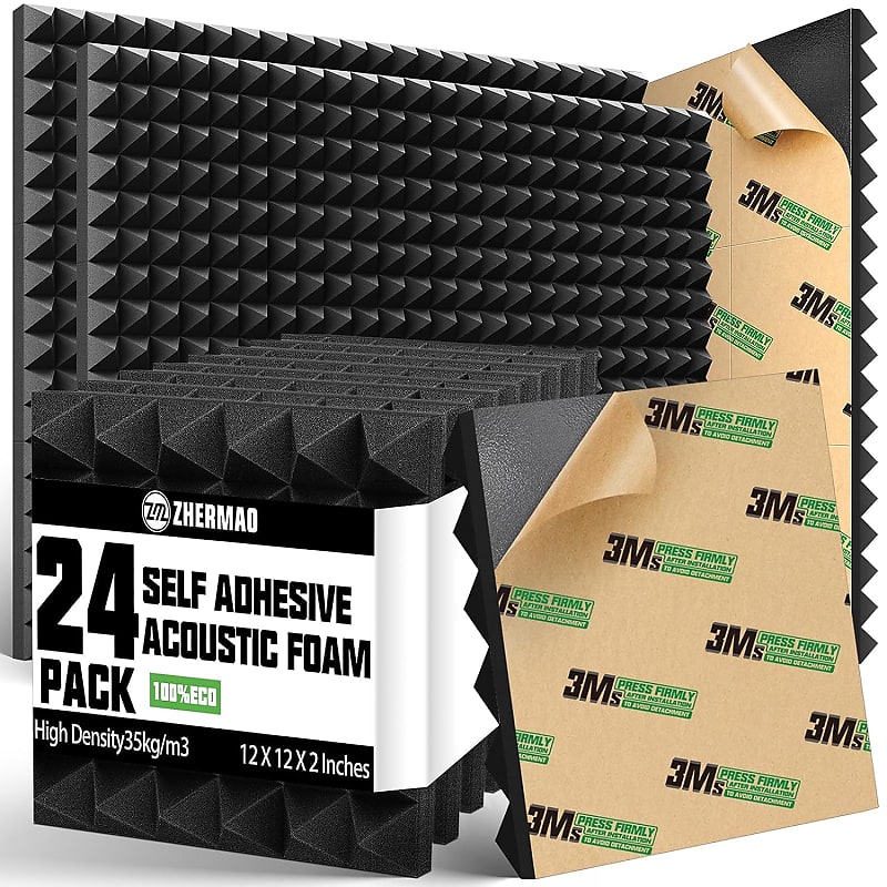 24 Pack Self-adhesive Sound Proof Foam Panels, Fast Expand, | Reverb