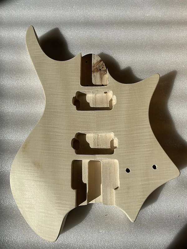 Custom Unfinished Basswood Headless Guitar Body with Tiger | Reverb