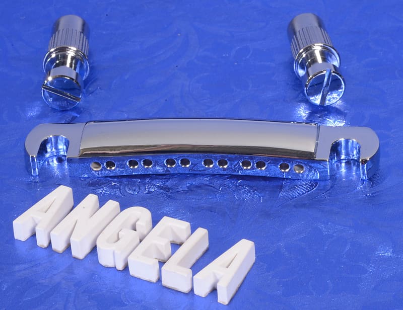 Chrome 12 String Stop Tailpiece With Studs And Anchors, #12L | Reverb