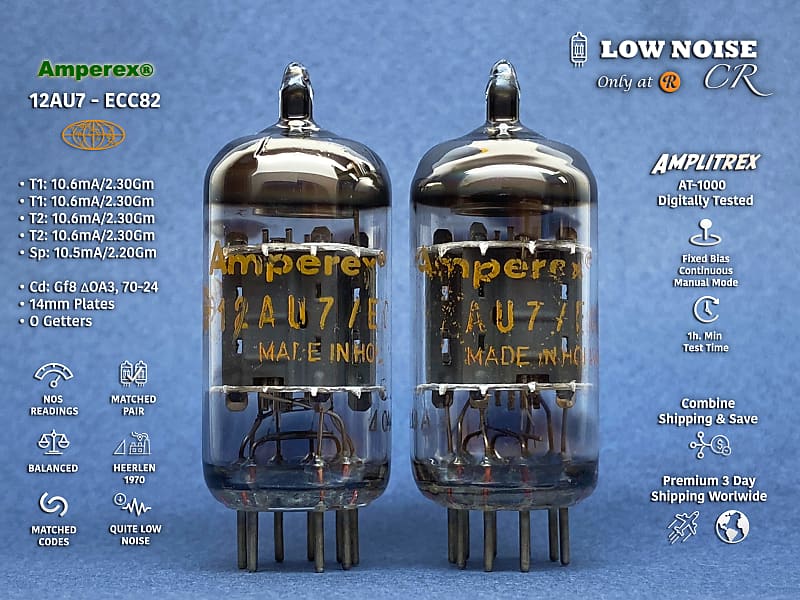 Amperex 12AU7 ECC82 • 1970 • 100% MATCHED & BALANCED Gm & mA | Reverb