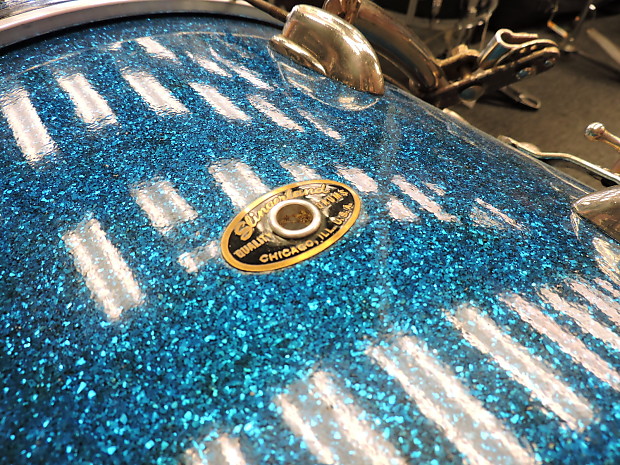Slingerland Vintage Blue Sparkle Kick Drum | Reverb