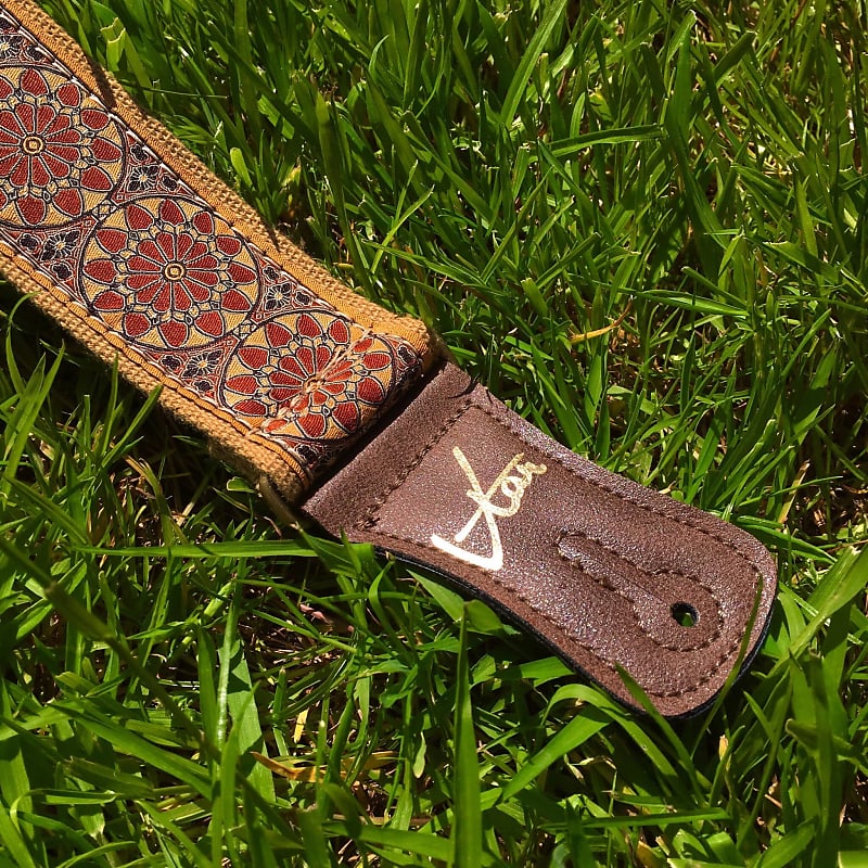 Vtar Natural Brown Floral Psychedelic Vegan Guitar Strap | Reverb