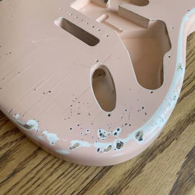 MJT VTS Stratocaster Body - NITRO Faded Shell Pink Strat | Reverb
