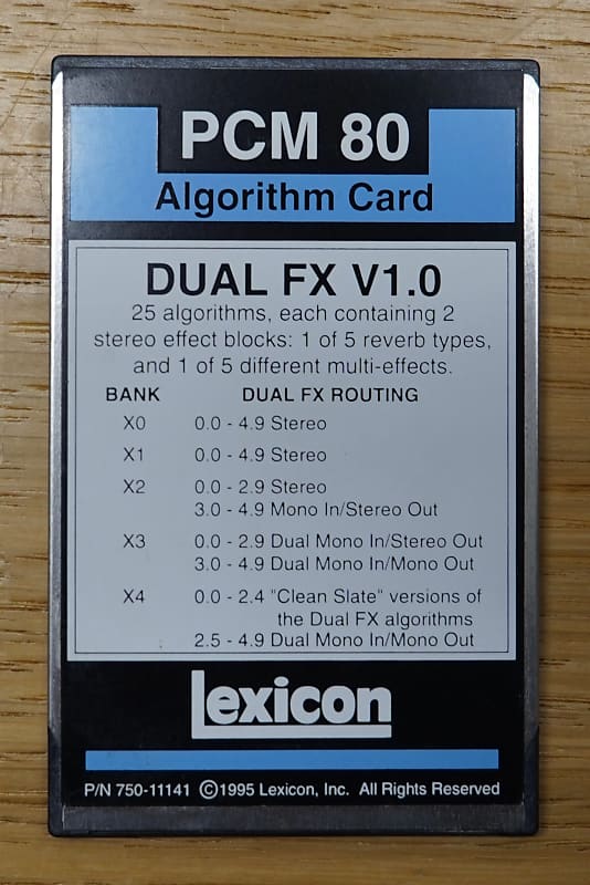 Lexicon PCM80 Dual FX V1.0 Algorithm Card #1 | Reverb