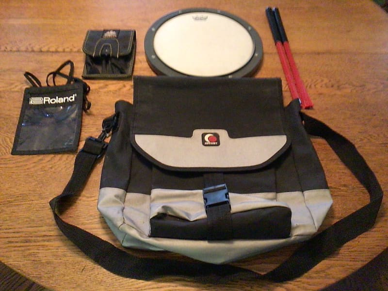 Remo Practice pad, rod sticks, Setwear utility pouch, Roland | Reverb