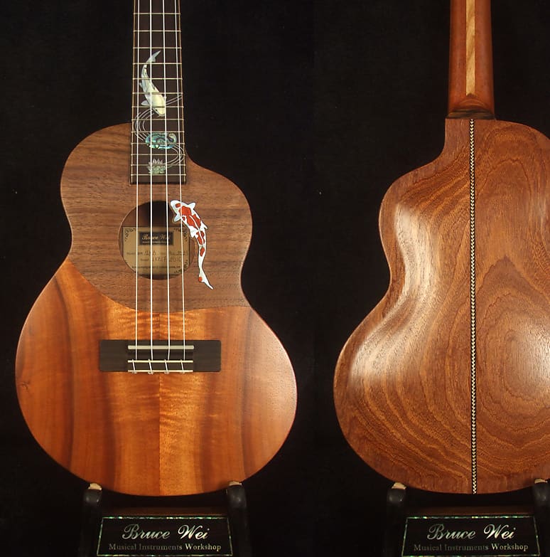Bruce Wei Solid Hawaiian Koa, Mahogany Arch-Back Tenor | Reverb