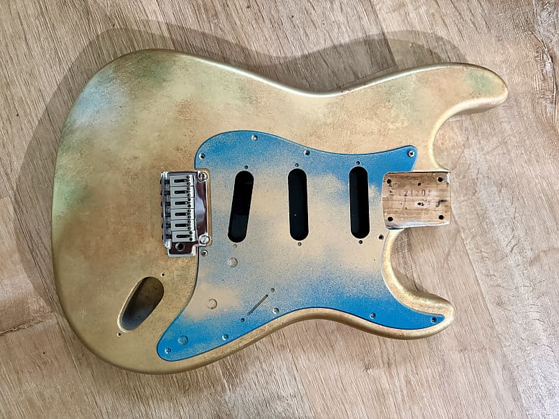 Custom Painted Strat Body - Gold Patina Finish + Clear Coat. | Reverb