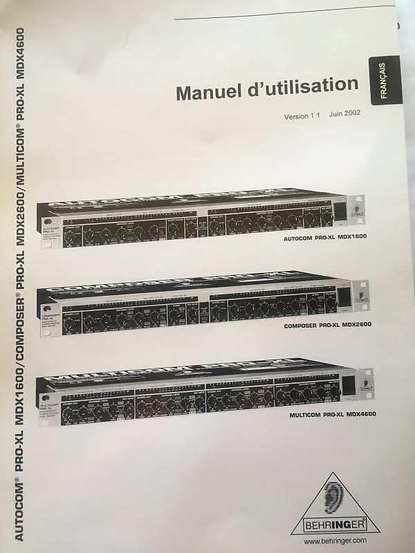 Multi Language user manual for Behringer MDX 1600, MDX 2600, | Reverb