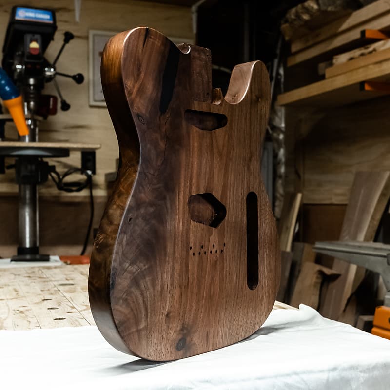 Walnut & Black Epoxy Telecaster Body / One Piece Black Walnut | Reverb