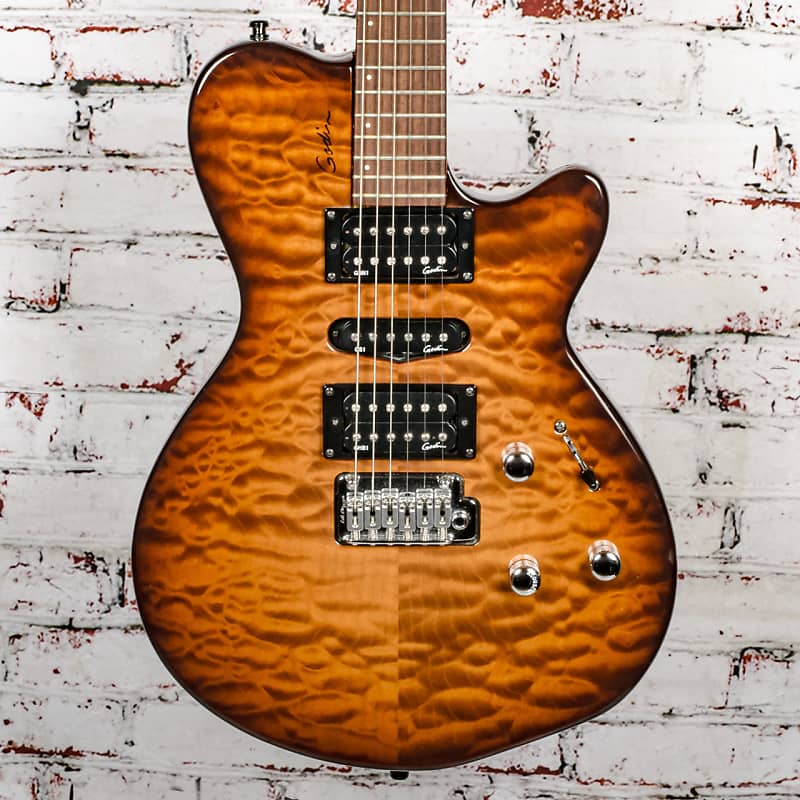 Godin - Solidac Electric Guitar, Brown QM - w/Bag - x4113 - | Reverb