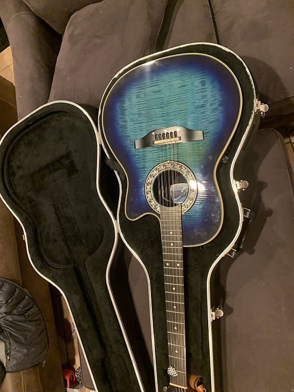 Ovation 12 string Pinnacle 385T 1990’s Blue flamed maple | Reverb