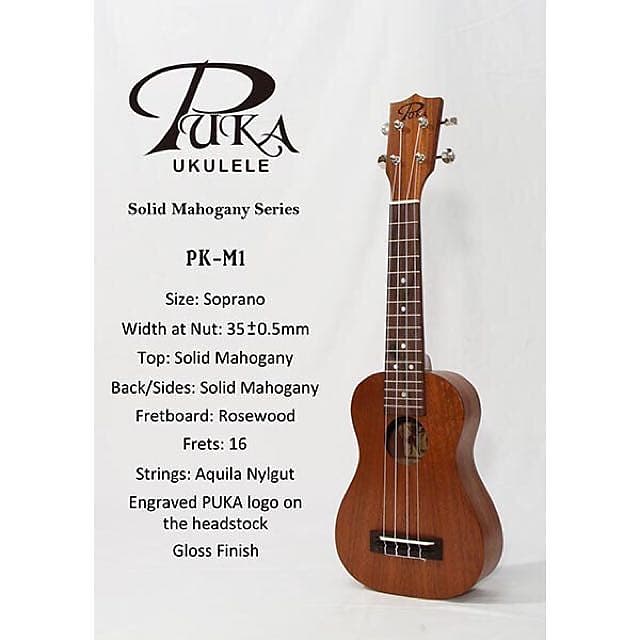 Puka Ukes Model PK-M1S Deluxe Solid Mahogany Soprano Ukuleles | Reverb