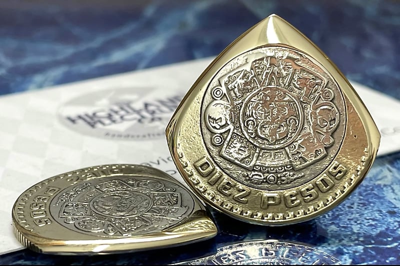 The Highland Plectrum Co. One Mexican 10 Peso Coin Guitar | Reverb