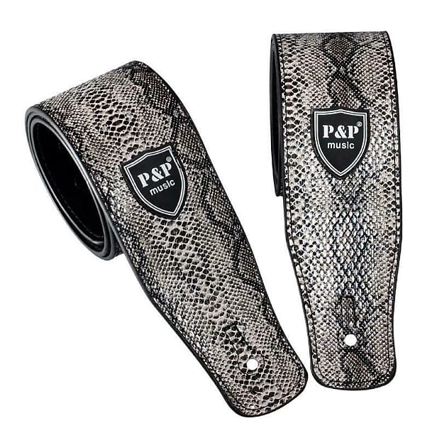 Bass Guitar Strap Snake Skin Pattern PU Python 2020 white | Reverb