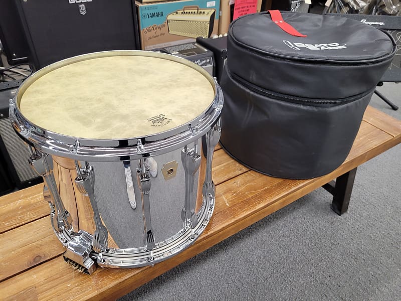 Ludwig 14x12 marching snare drum 1980s - Chrome Over Wood | Reverb