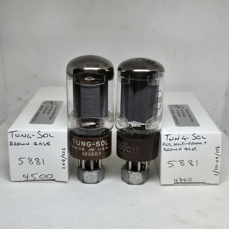 Tung-Sol 5881 Brown Base Well Matched (4.2%) Pair NOS 6L6 | Reverb