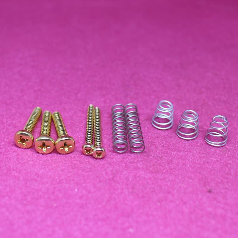Tele Neck and Bridge Pickup Mounting Screws w Springs Gold | Reverb