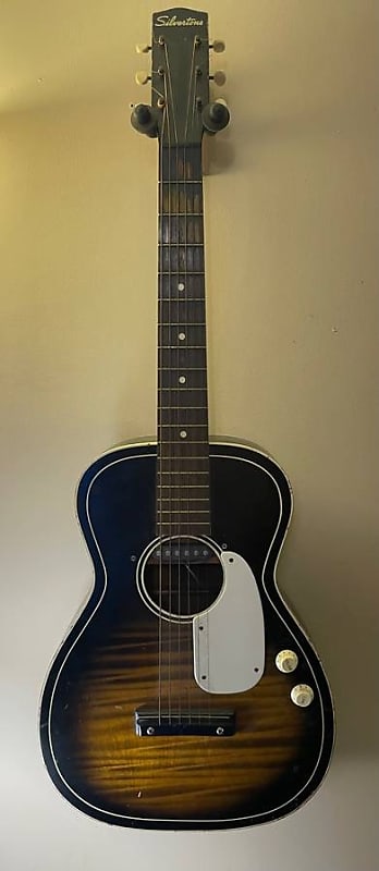 Vintage Silvertone H608? Parlor Acoustic Guitar w/ Pickup & | Reverb
