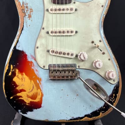 Custom/Hybrid Stratocaster, Heavy Relic, Sonic Blue over | Reverb