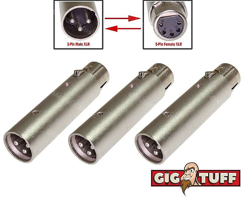 3-Pack Gig Tuff DMX 3-Pin Male XLR to 5-Pin Female Adapter | Reverb