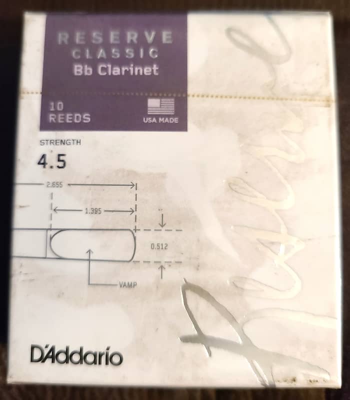 D'Addario Reserve Classic Bb Clarinet Reeds, Strength 4.5, | Reverb