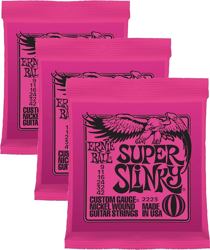 Ernie Ball, Super Slinky Electric Guitar Strings 9-42 (Pack | Reverb