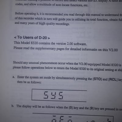 Operation Manual for Fostex D-20 Remote Control Unit Model | Reverb