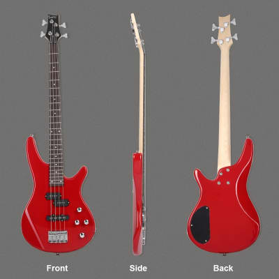 New Glarry GIB 4 String Bass Guitar Full Size Red | Reverb