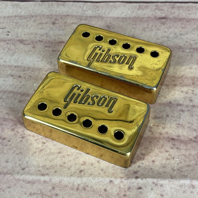 Gibson Pickup Covers 1970’s Gold Embossed Logo | Reverb